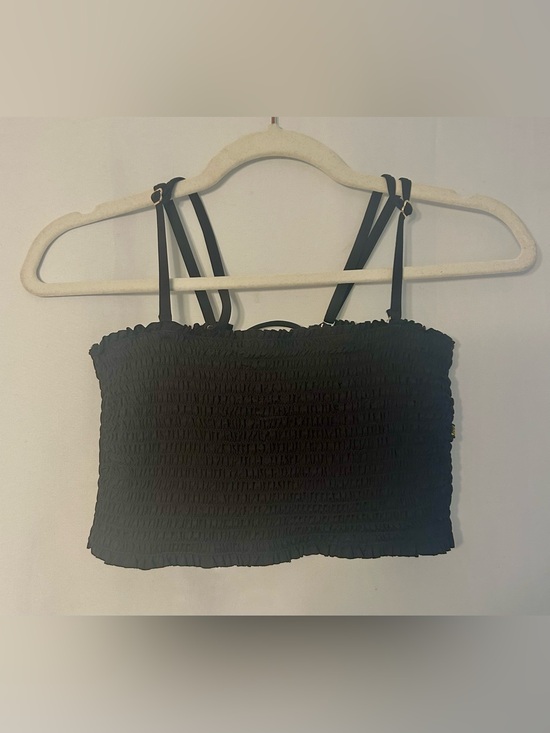 La Vie En Rose | Tops | La Vie En Rose Black Smocked Laceup Crop Top ...
